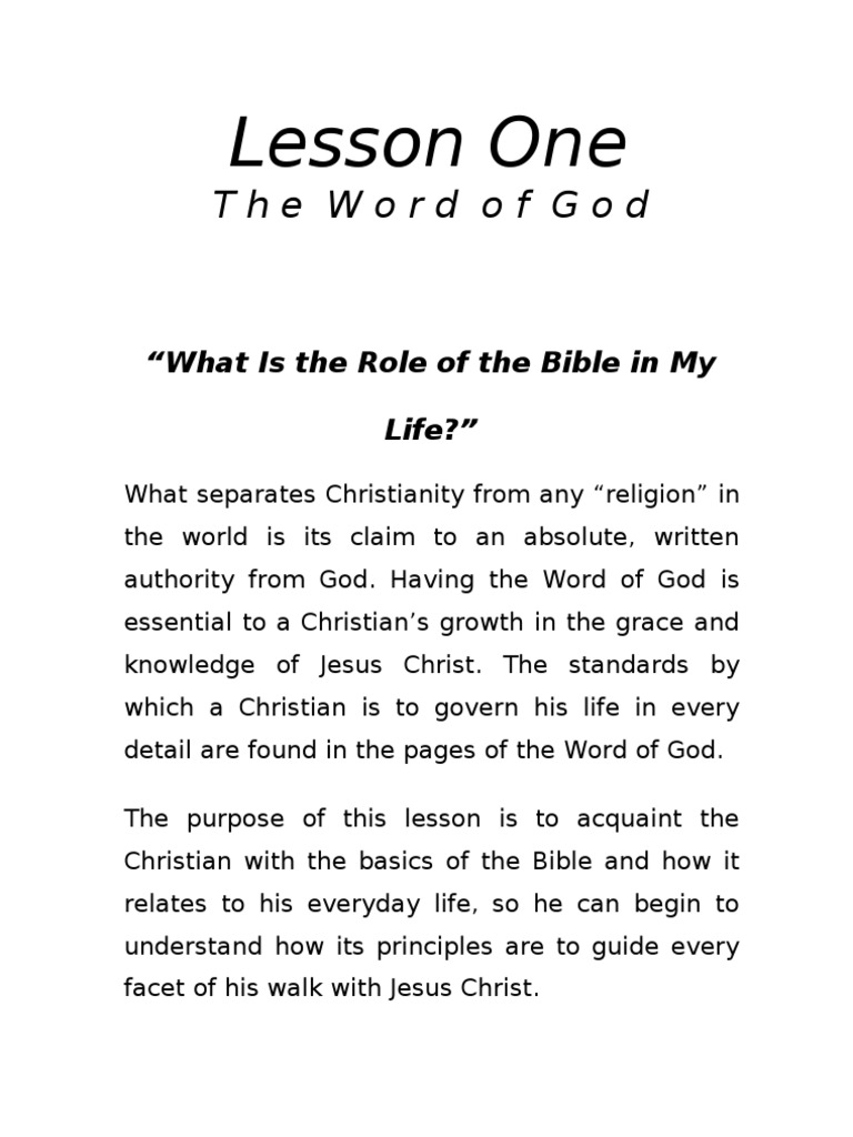 Lesson 01 - The Word of God | PDF | Revelation | Bible