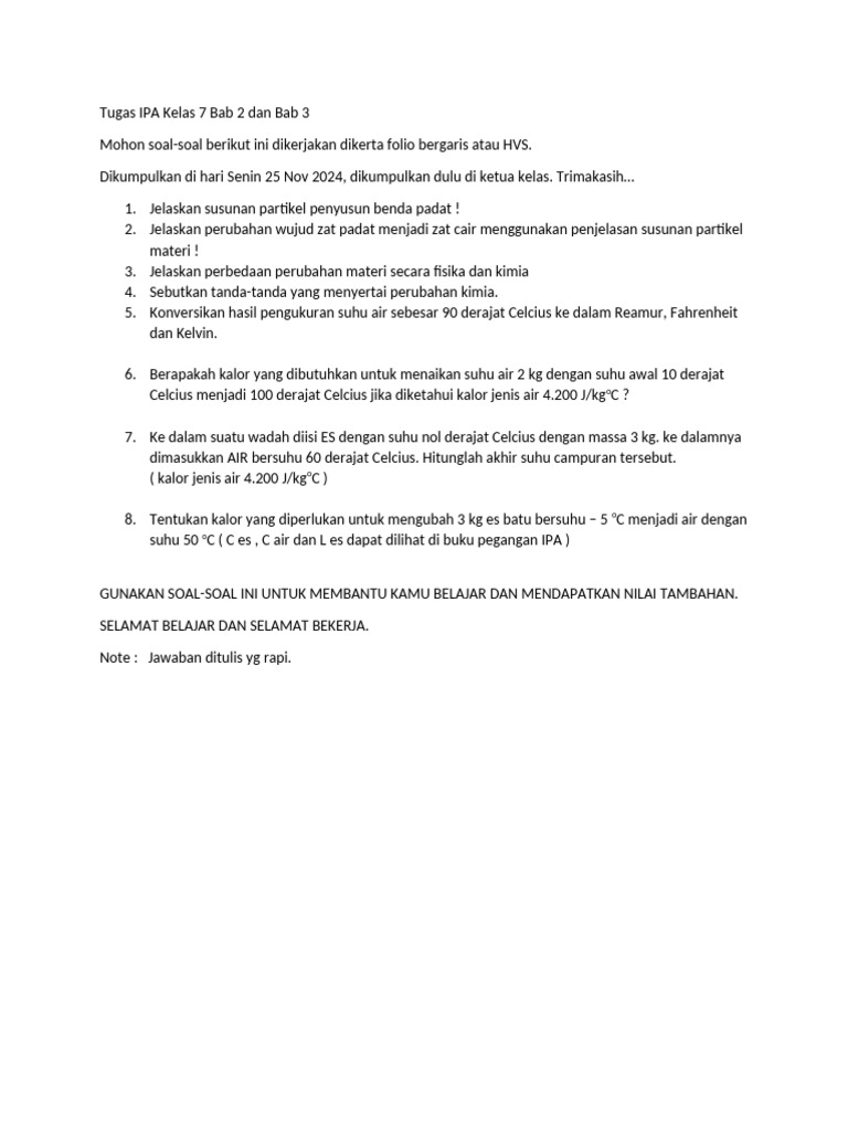 Tugas IPA Kelas 7 Bab 2 Dan Bab 3 | PDF