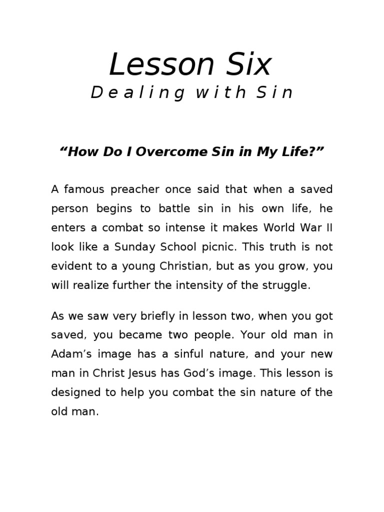 Lesson 06 - Dealing With Sin | PDF | Epistle To The Romans | Sin