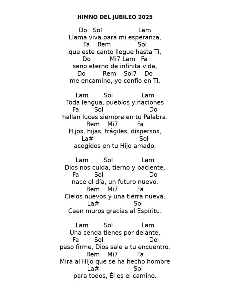 HIMNO DEL JUBILEO 2025 | PDF