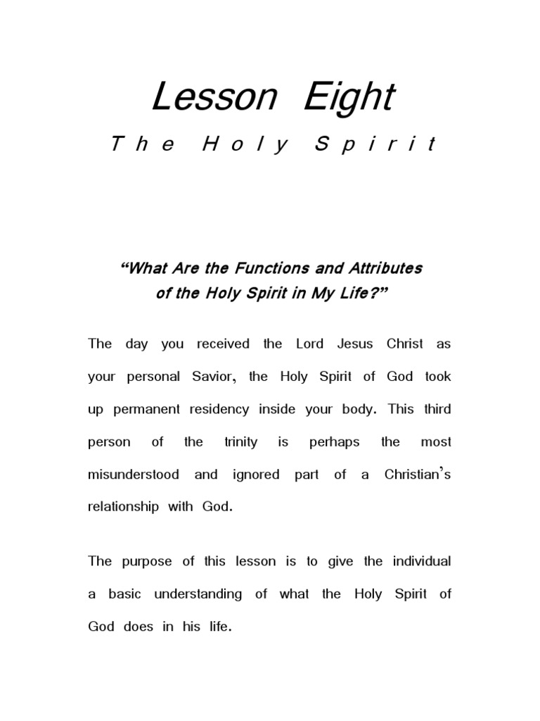 Lesson 08 - The Holy Spirit | PDF | John The Baptist | Christianity