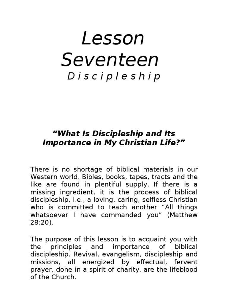 Lesson 17 - Discipleship | PDF | Disciple (Christianity) | Gospel Of Luke