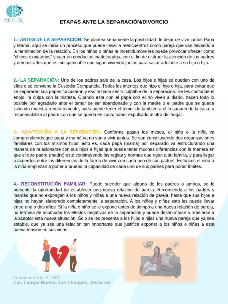 Etapas del Divorcio y su Impacto Infantil | PDF