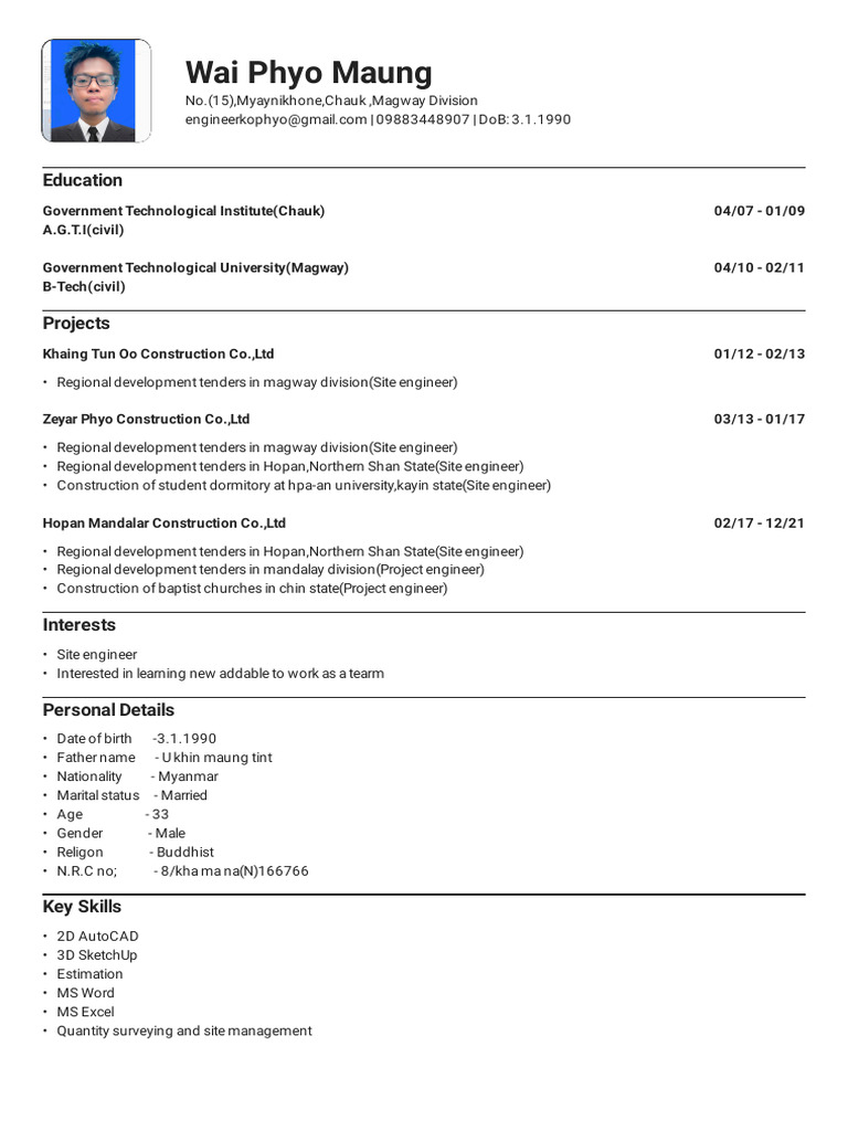 Wai Phyo Maung - Resume | PDF