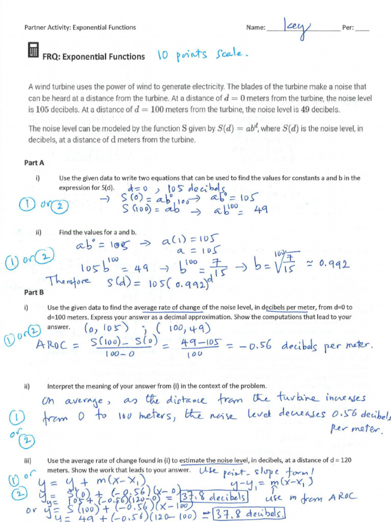 KEY+FRQ 2C+Exponential+Functions | PDF