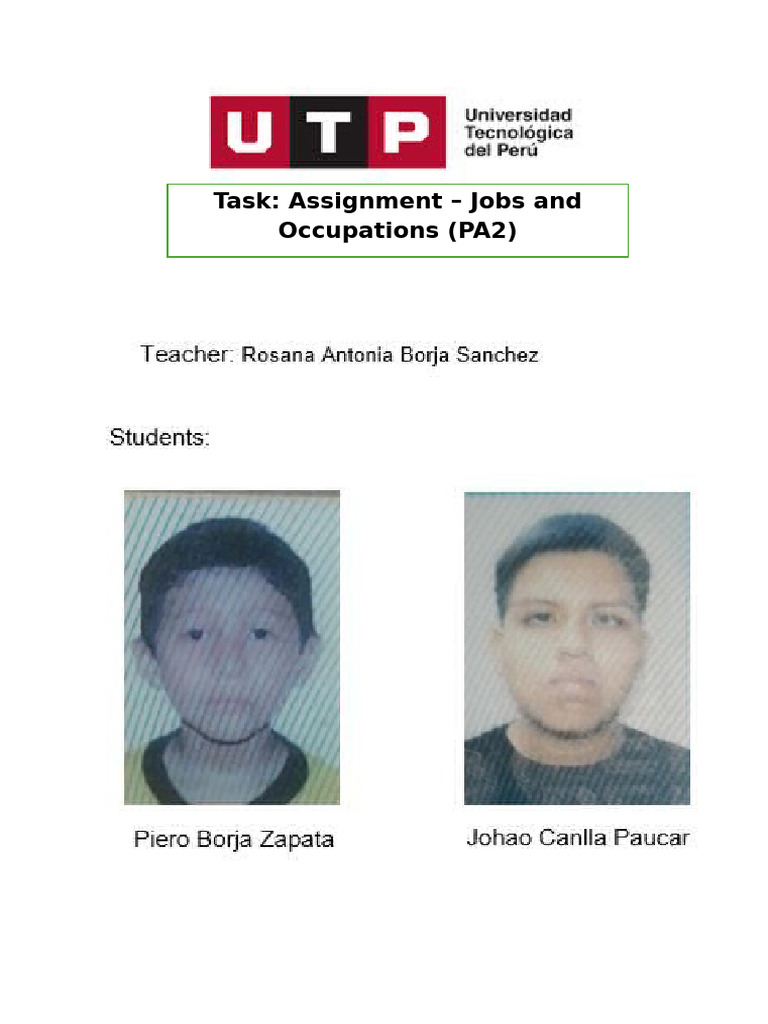 Week 4-Task Assignment - Jobs and Occupations (PA2) | PDF