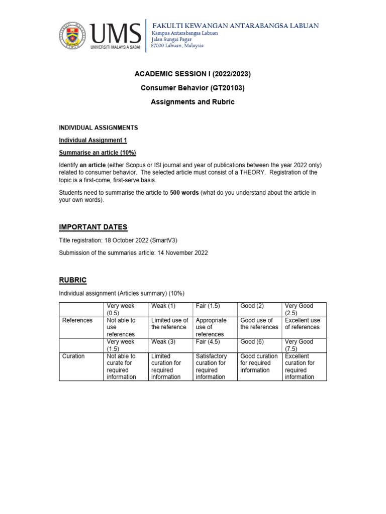 Consumer Behavior Assignments Guide | PDF | Market Segmentation | Marketing