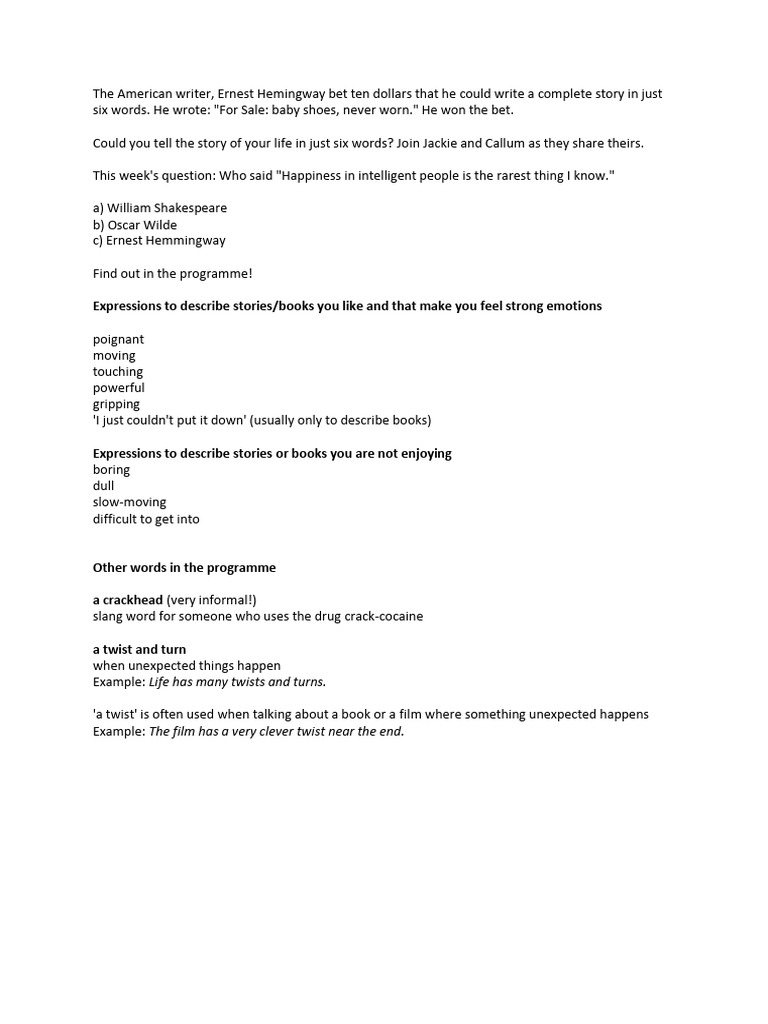 09.six-Word Stories | PDF