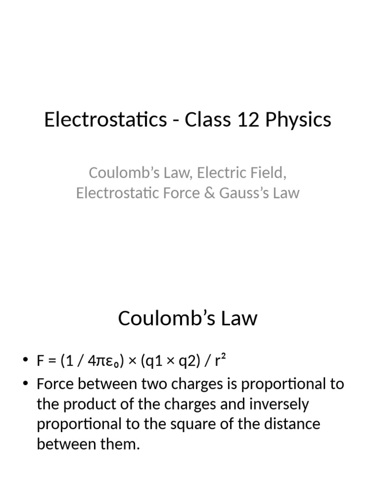 Electrostatics Video Slides | PDF