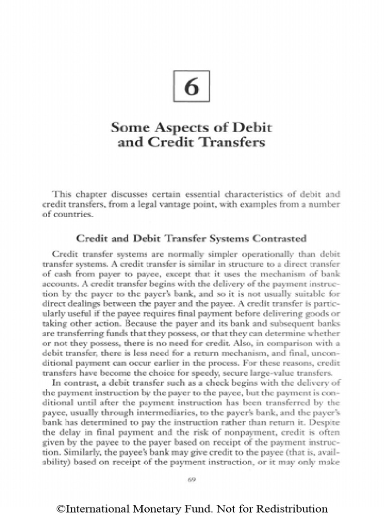 6 Some Aspects of Debit and Credit Transfers | PDF | Payments | Cheque