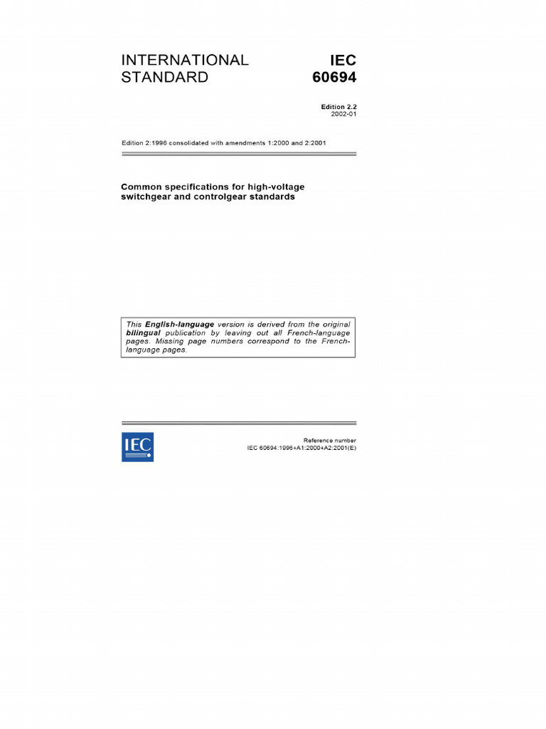 Iec 60694 | PDF | Insulator (Electricity) | Fuse (Electrical)