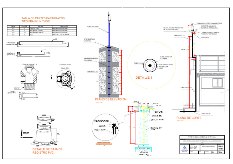 Plano de Detalle Pararrayos-Plano Pararrayo - 2 | PDF | Materiales ...