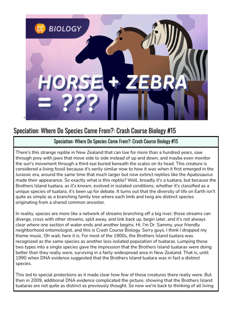 Speciation - Where Do Species Come From - Crash Course Biology #15 ...