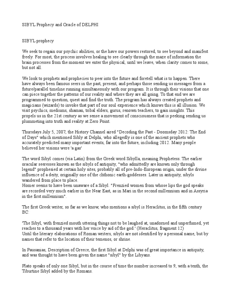 SIBYL Prophecy and Oracle of DELPHI | PDF | Delphi | Greek Mythology