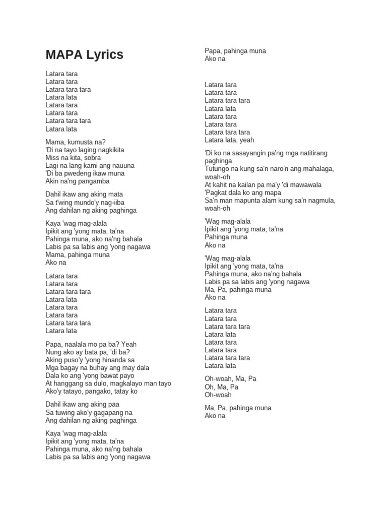 MAPA Lyrics | PDF