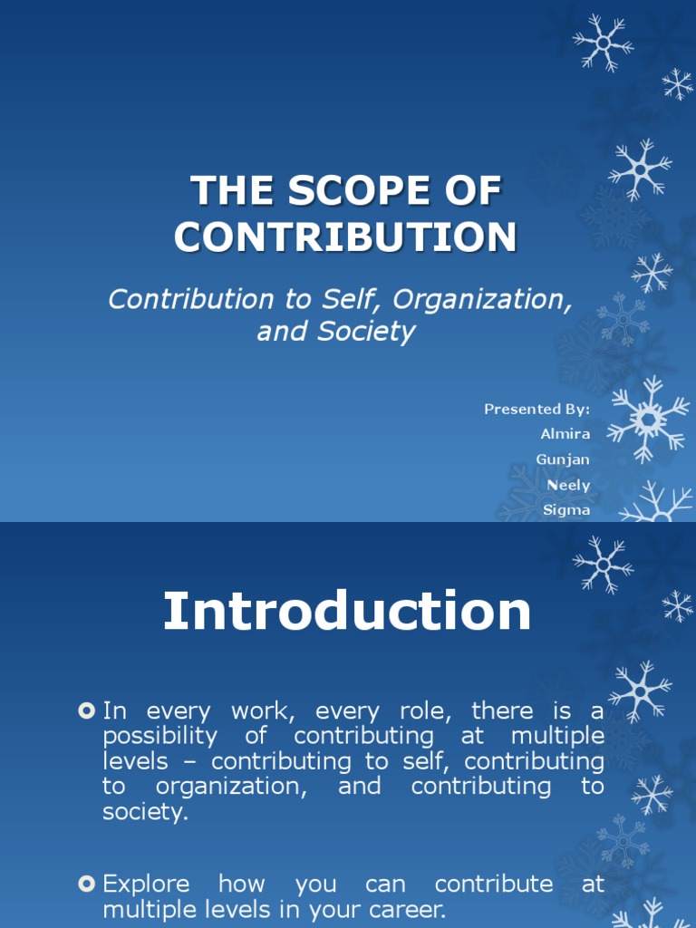 The Scope of Contribution: Contribution To Self, Organization | PDF ...