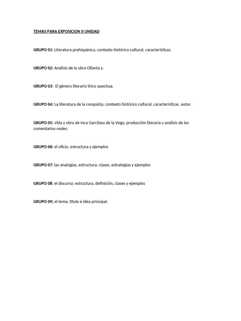 Temas para Exposicion II Unidad | PDF