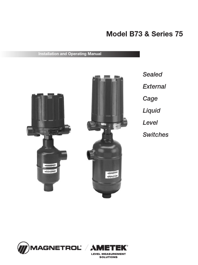 B73 & Series 75 Level Switch Manual | PDF | Switch | Electrical Wiring