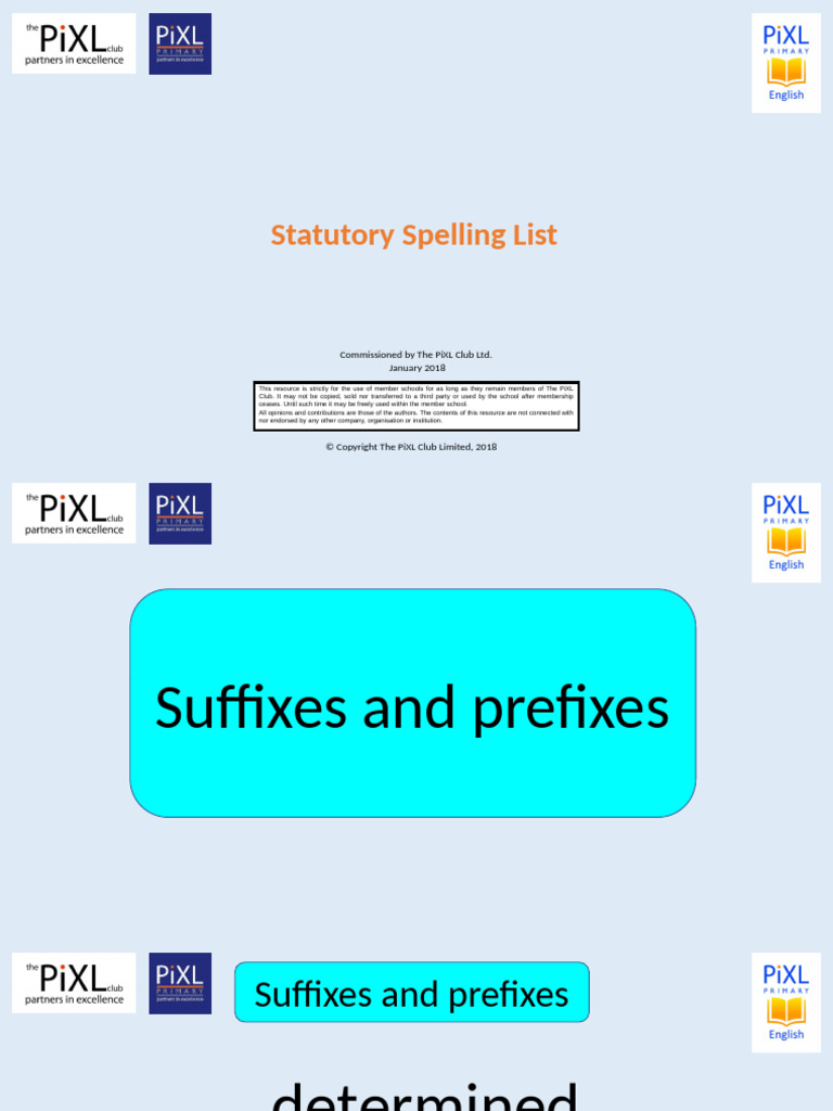 Statutory Spelling List Prefixes and Suffixes | PDF