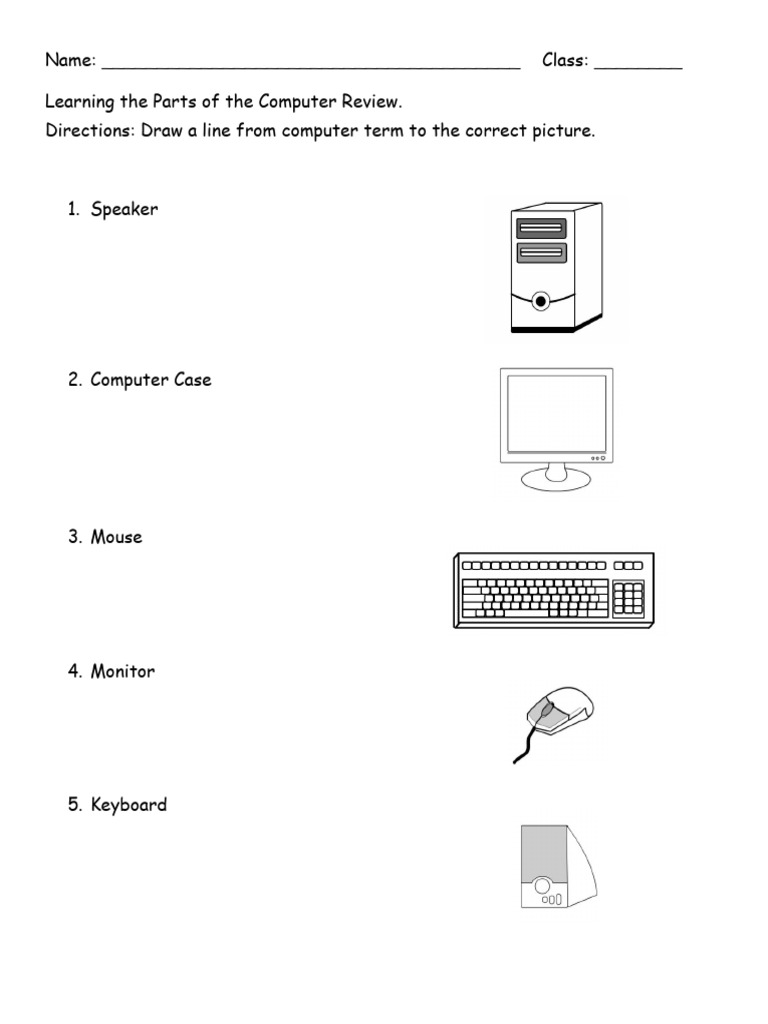 Parts of Computer Worksheets | PDF