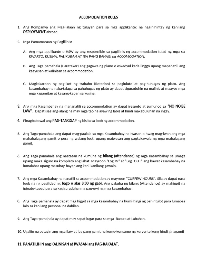 Accomodation Rules | PDF
