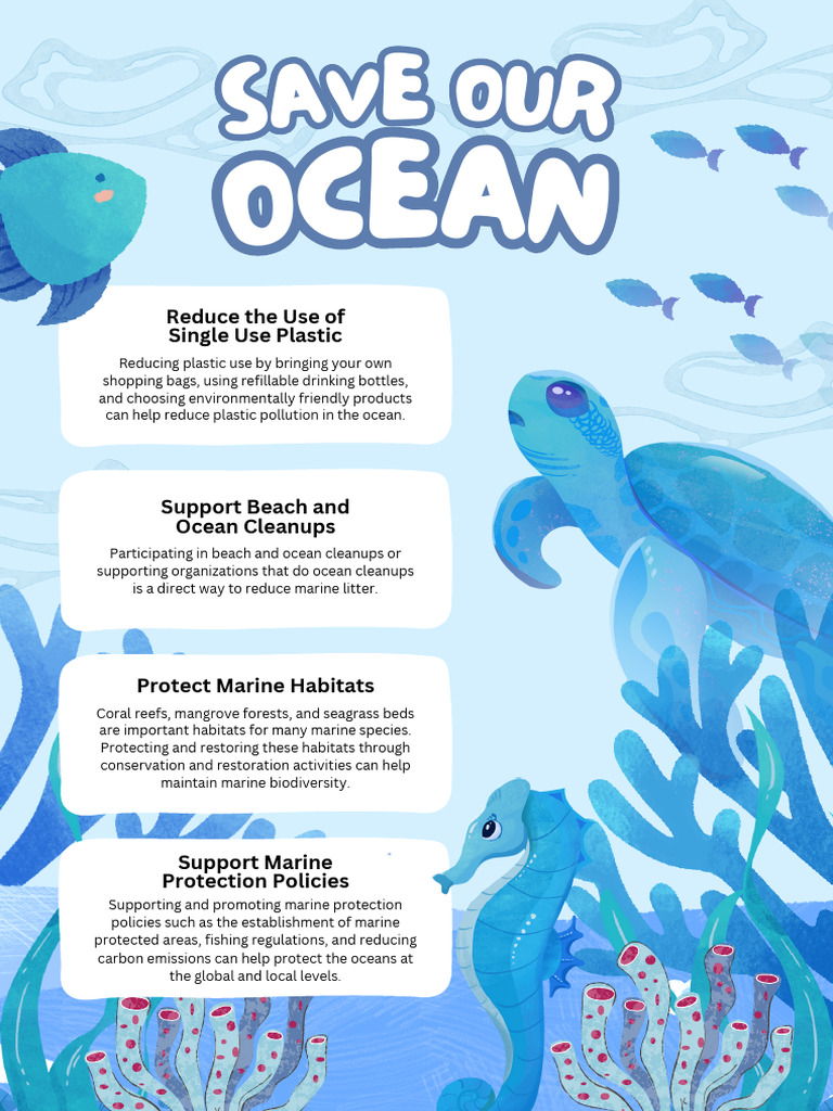 Blue and White Illustrative Save Our Ocean Poster - 20250528 - 230105 ...