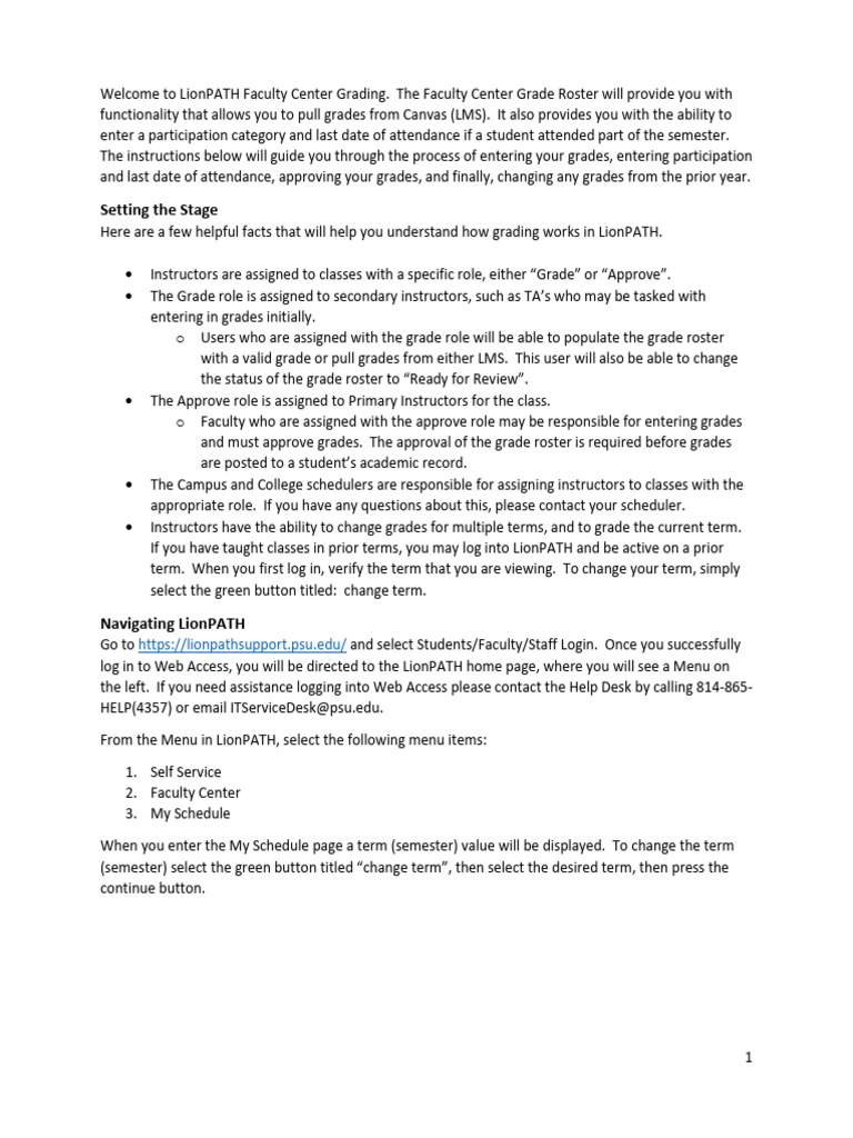 Welcome To LionPATH Faculty Center Grading - 4.26.2022 | PDF | Software ...