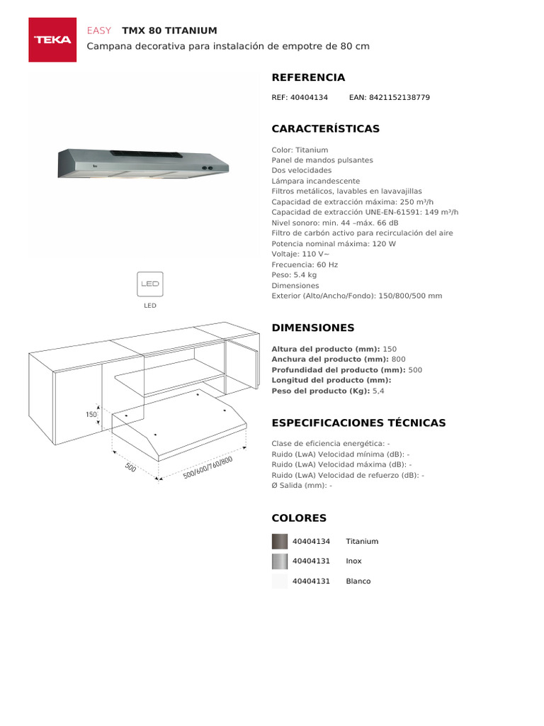 Teka Es MX TMX-80-TITANIUM | PDF