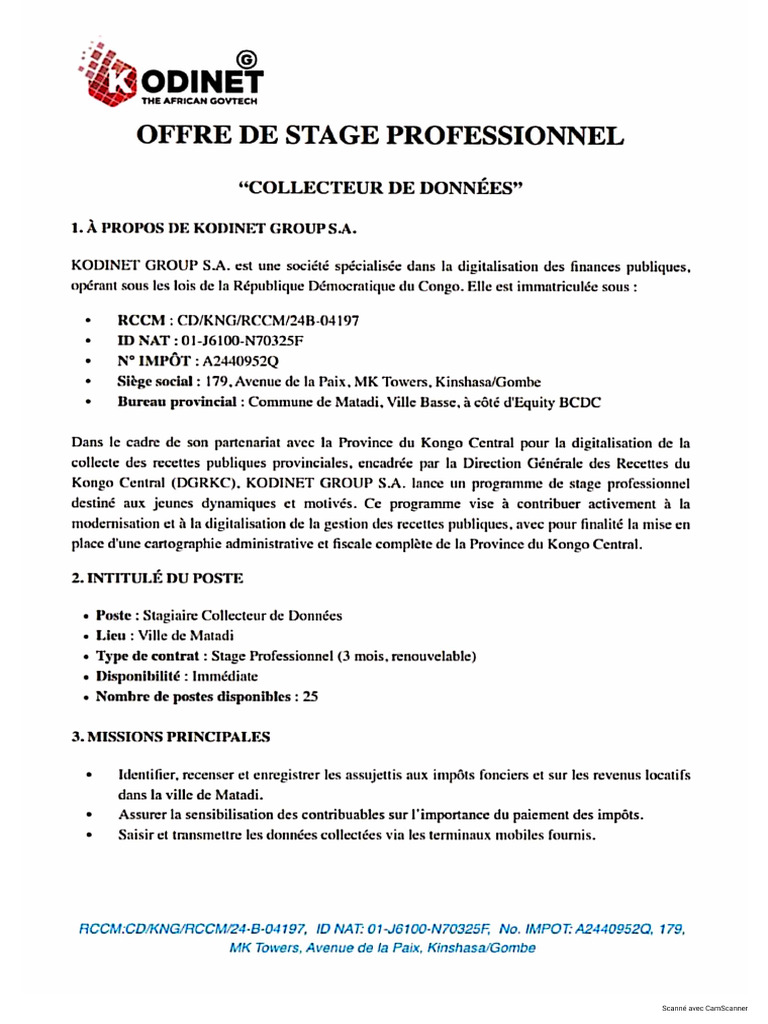 Offres Stage Professionnel | PDF