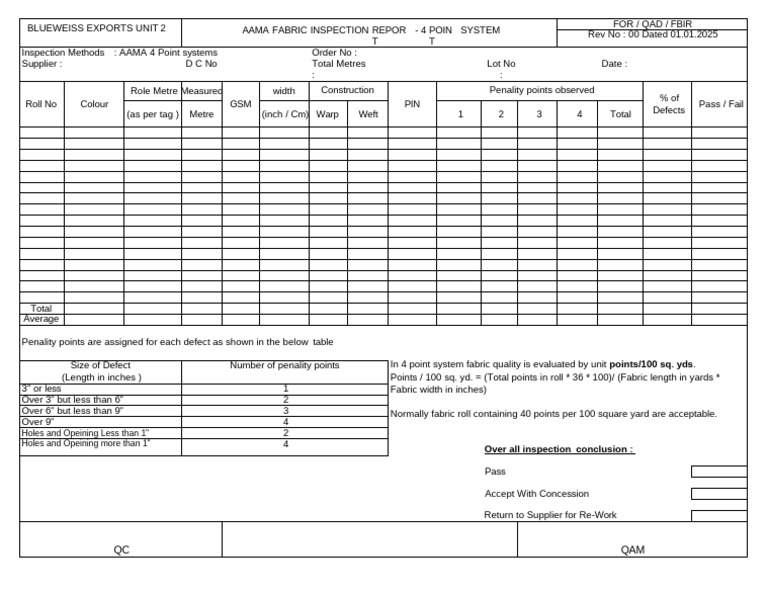 Fabric Inspection Report | PDF | Yard | Length