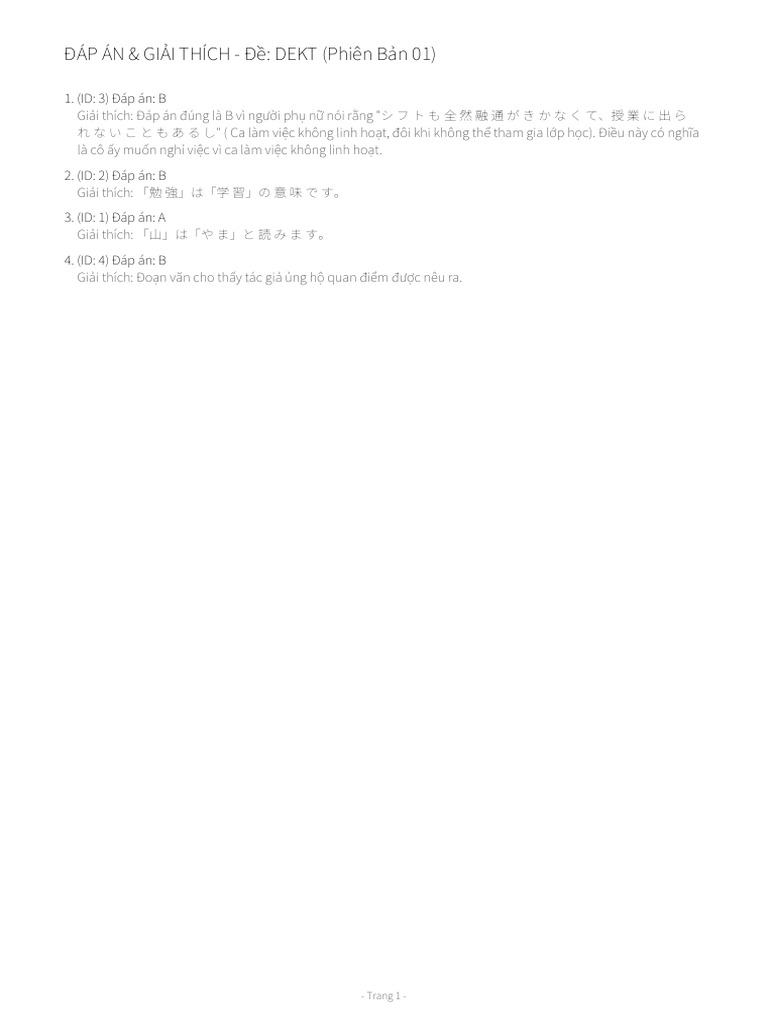 DEKT DapAn PB01 | PDF