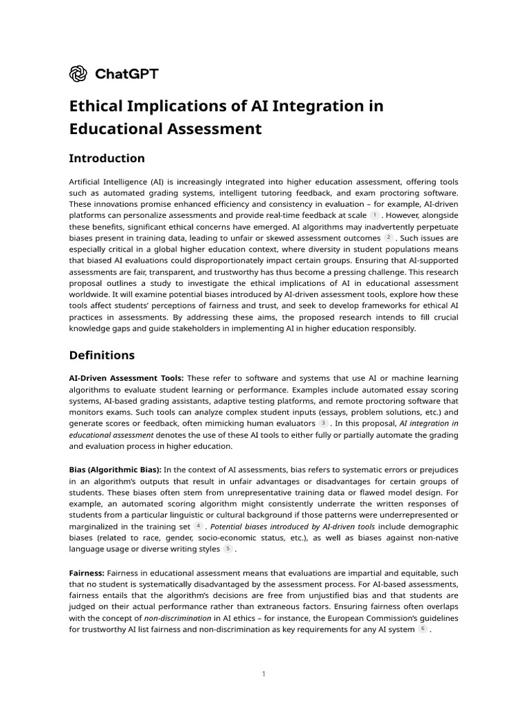Ethical Implications of AI Integration in Educational Assessment | PDF ...