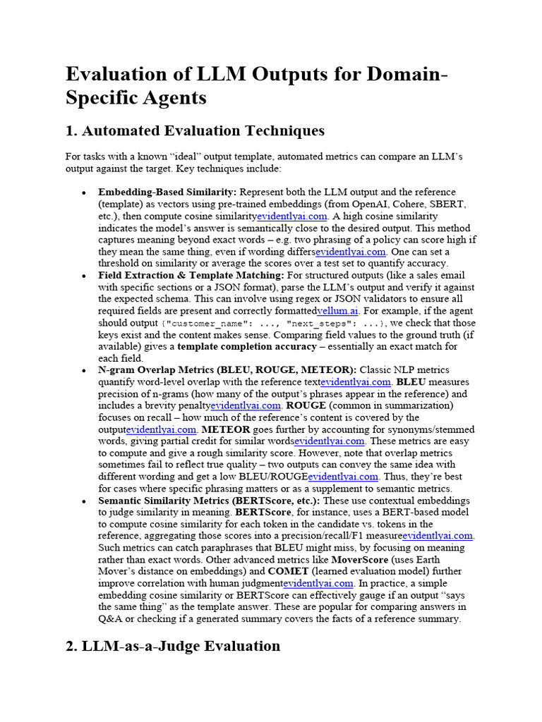 Evaluation of LLM Outputs for Domain | PDF | Accuracy And Precision ...