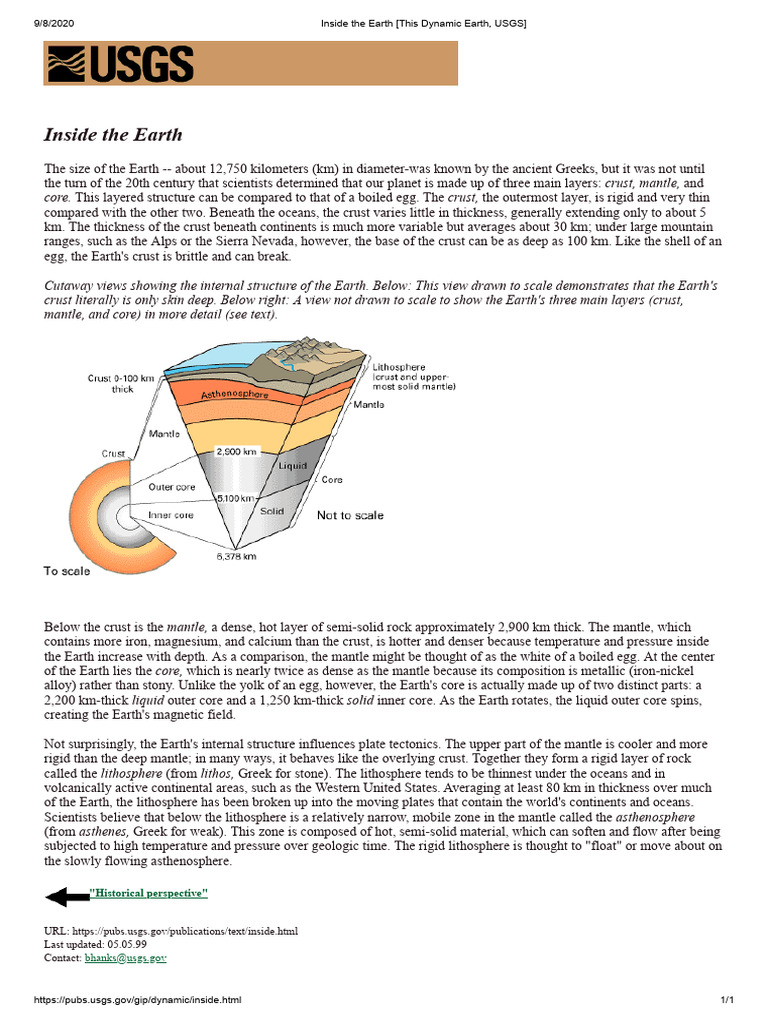 Module 7 Reading 2 - Inside The Earth | PDF | Earth | Plate Tectonics