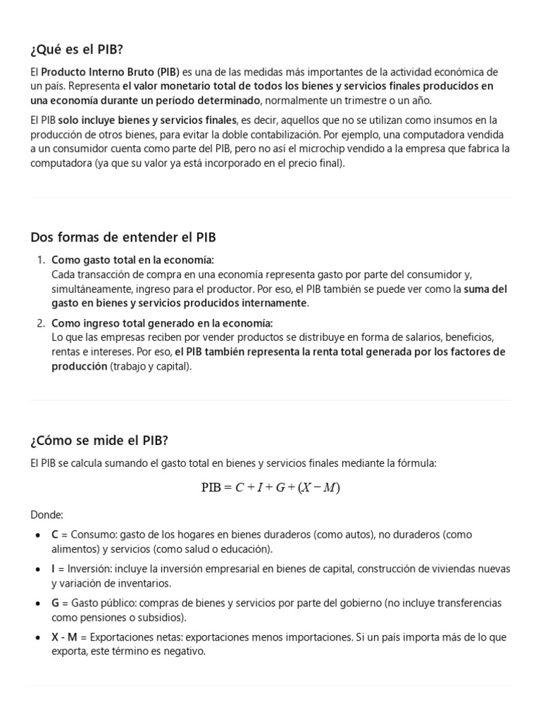 Definición y Medición del PIB | PDF | Producto Interno Bruto | Economias