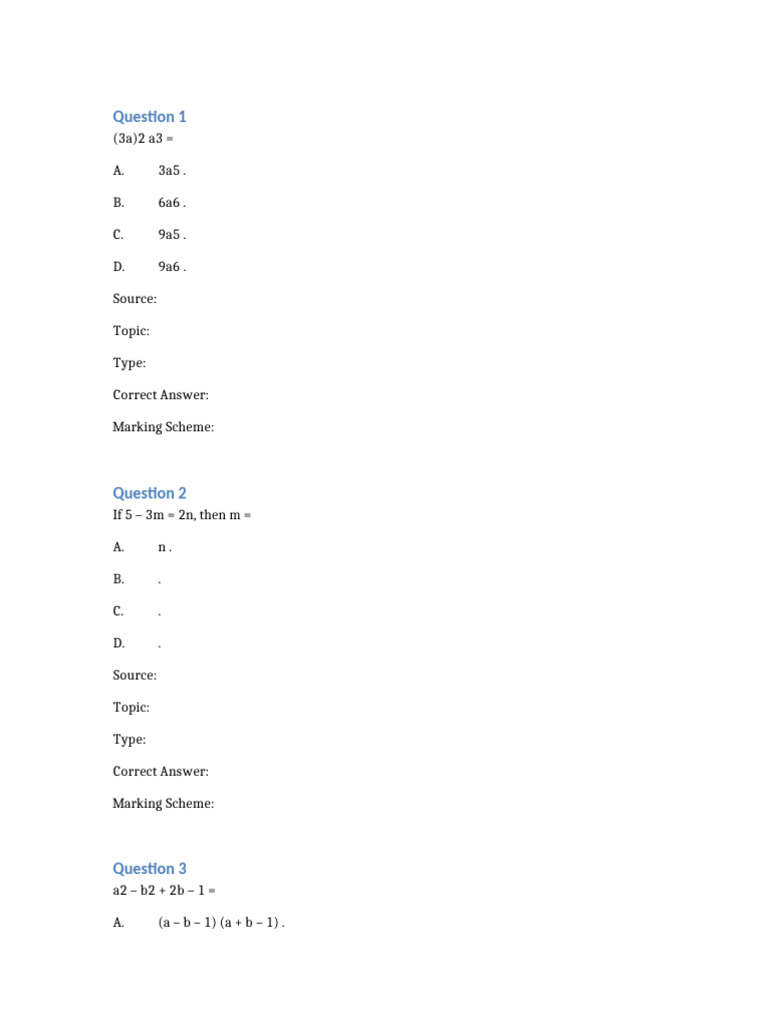 SamplePaper MATH Compulsory Paper2 E Formatted | PDF | Elementary ...