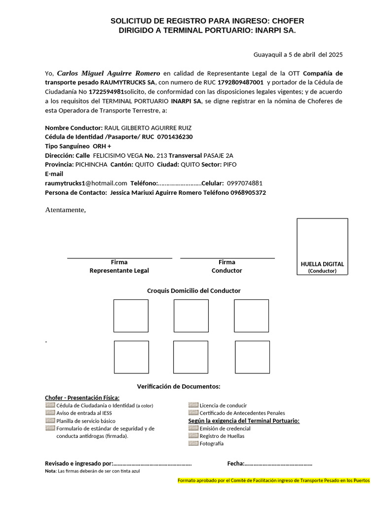 Solicitudes para El Registro de Chofer | PDF | Drogas