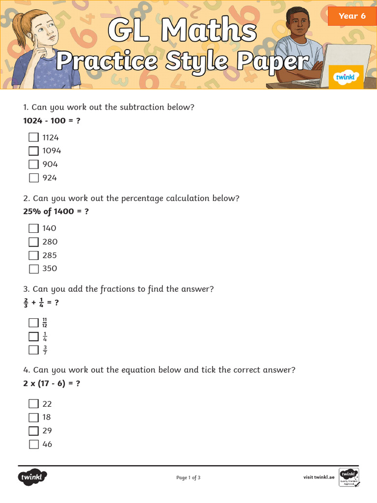 AR M 1684235992A Ar M 1684235992 Year 6 Maths 2 GL Style Practice Paper ...