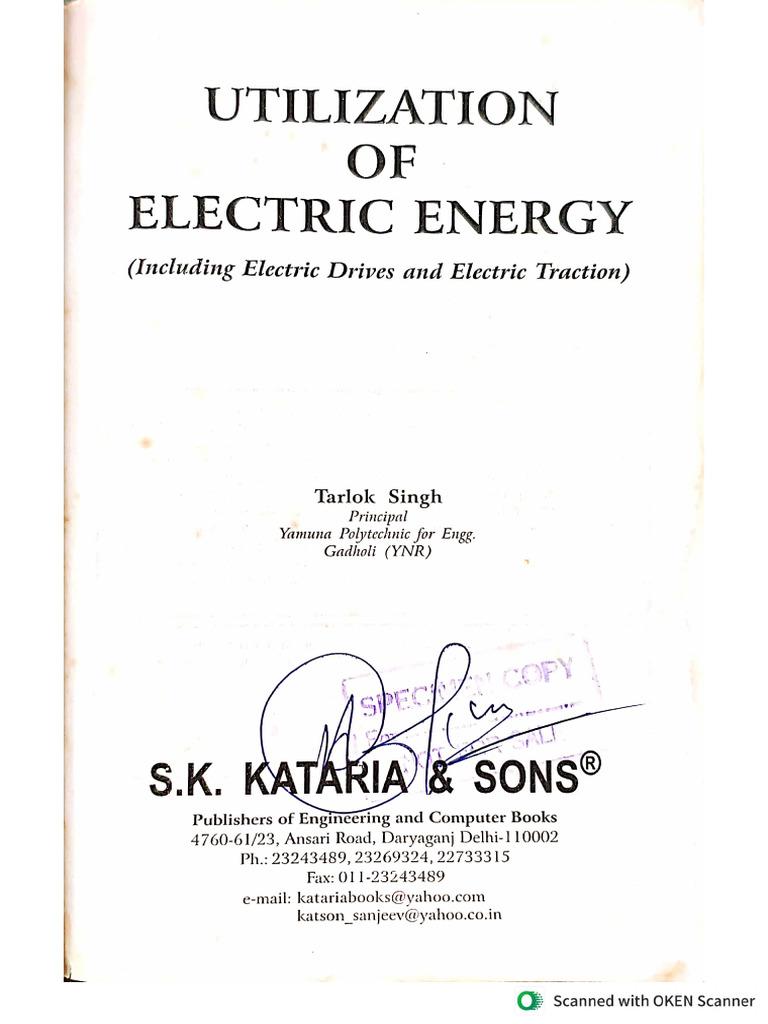 Utilization of Electric Energy by Tarlok Singh | PDF