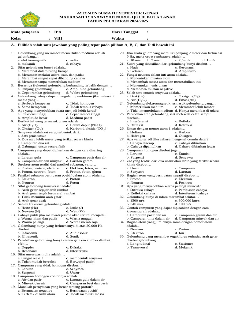 Soal Ipa Kelas Viii Genab | PDF