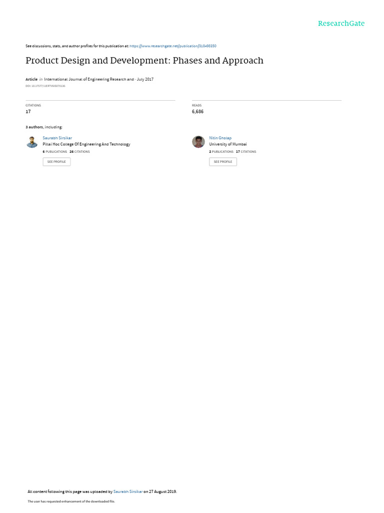 Product Design and Development Phases and Approach IJERTV6IS070136 | PDF | Reliability ...