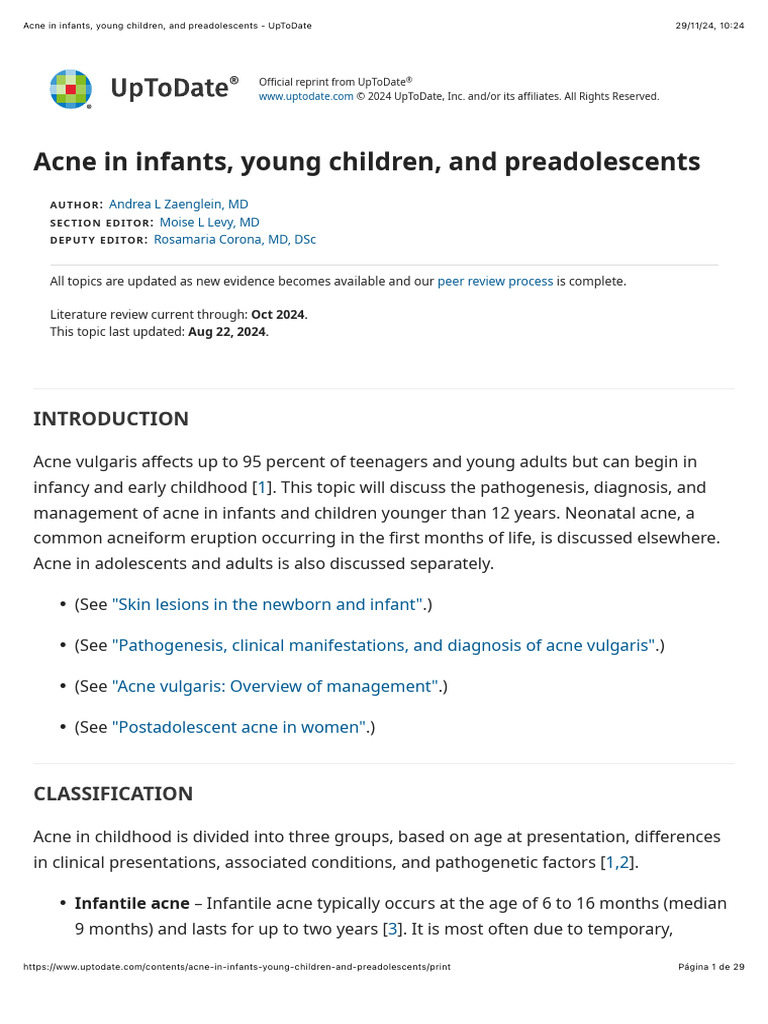 Acne in Infants, Young Children, and Preadolescents - UpToDate | PDF ...