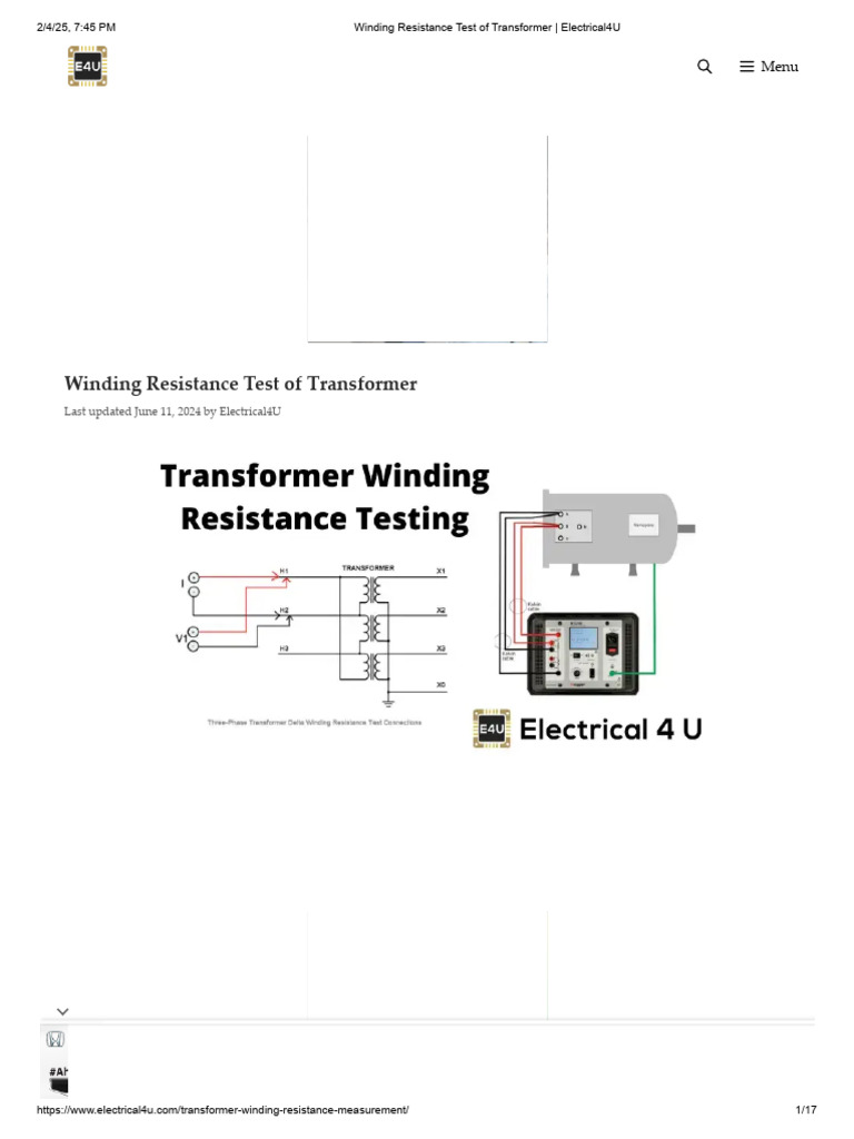 Transformer Winding Resistance Testing | PDF | Transformer | Voltage