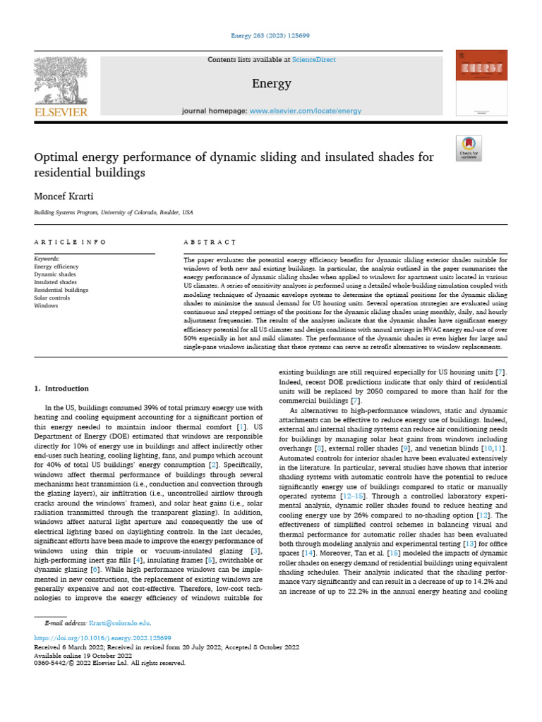 Optimal Energy Performance of Dynamic Sliding and Insulated Shades For ...