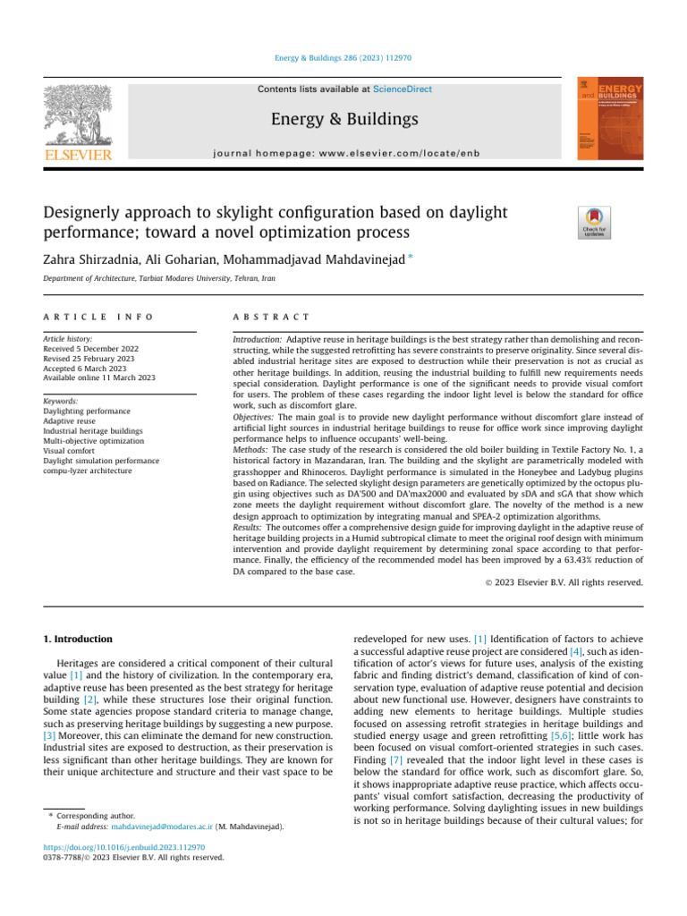 Designerly Approach To Skylight Configuration Based On Daylight Performance Toward A Novel ...