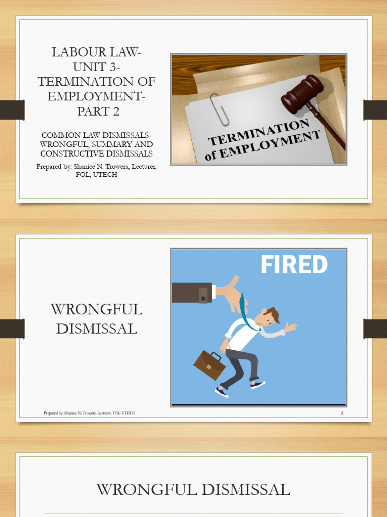 Common Law Dismissals Explained | PDF | Damages | Employment