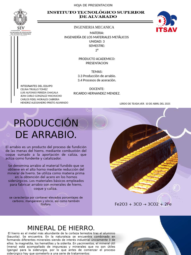Producción de Arrabio en Ingeniería Metalúrgica | PDF | Arrabio | Hierro