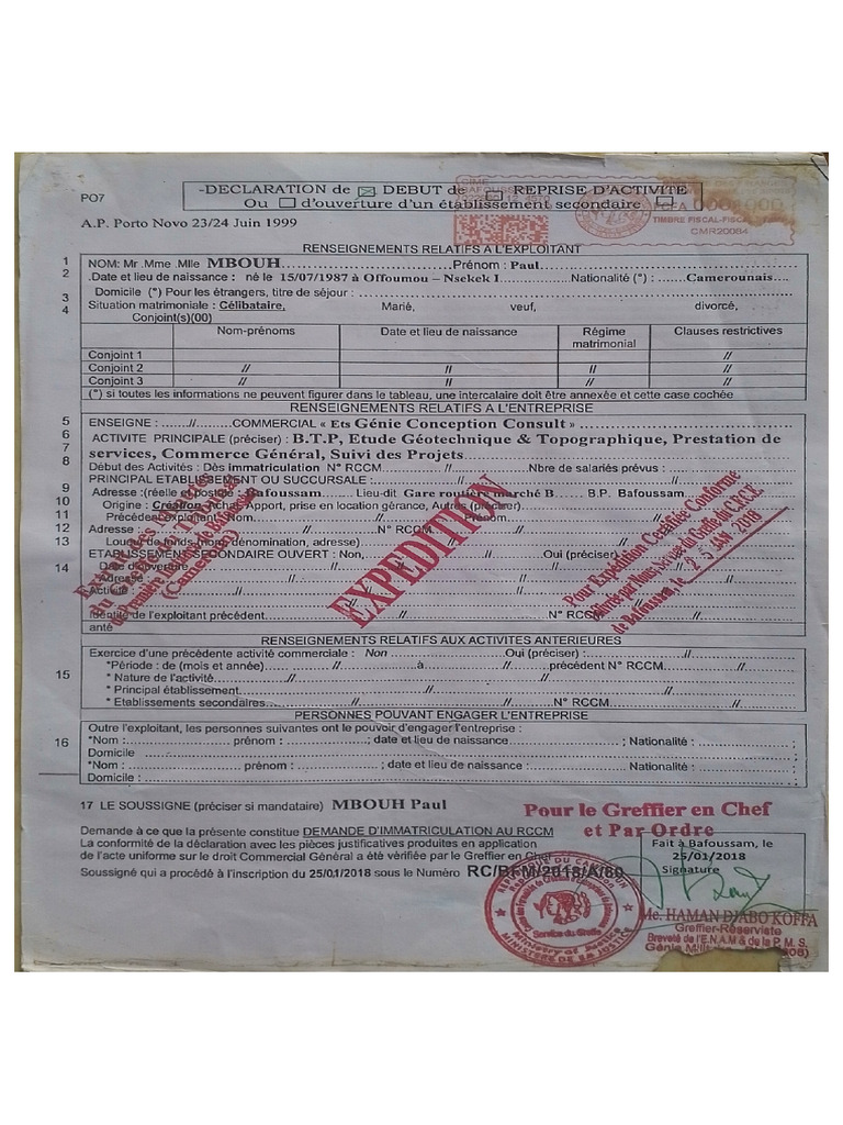 Registre de Commerce GCC | PDF