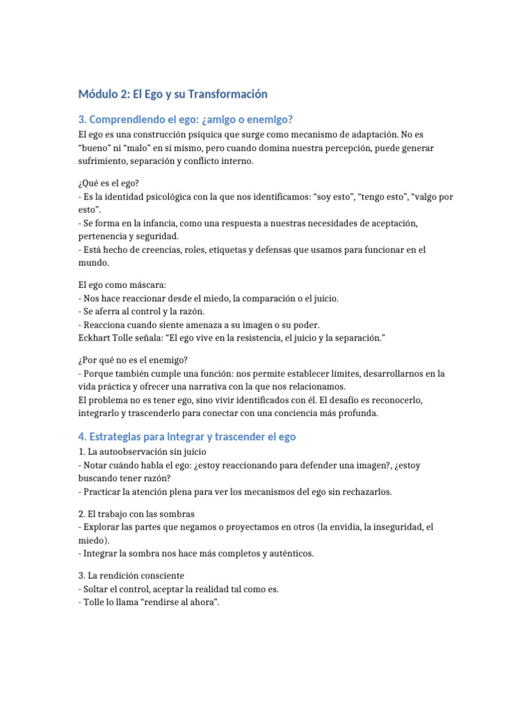 Modulo 2 Ego y Su Transformacion | PDF