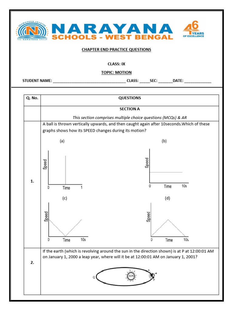 1 Class Ix Physics Motion May Ceq | PDF | Acceleration | Velocity
